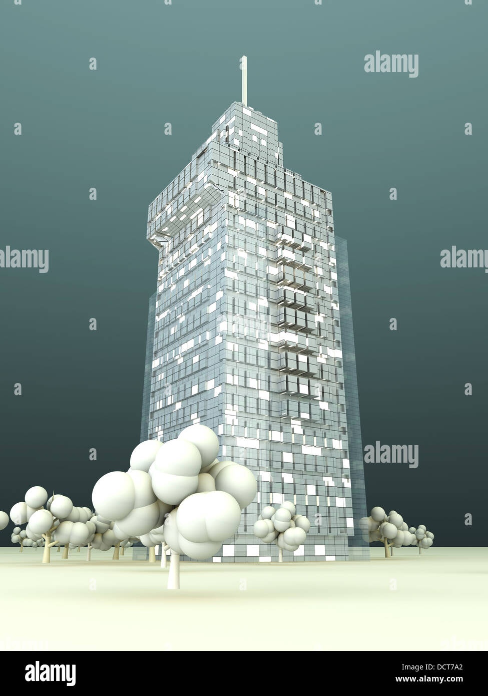 A contemporary skyscraper. 3D rendered Illustration Stock Photo - Alamy