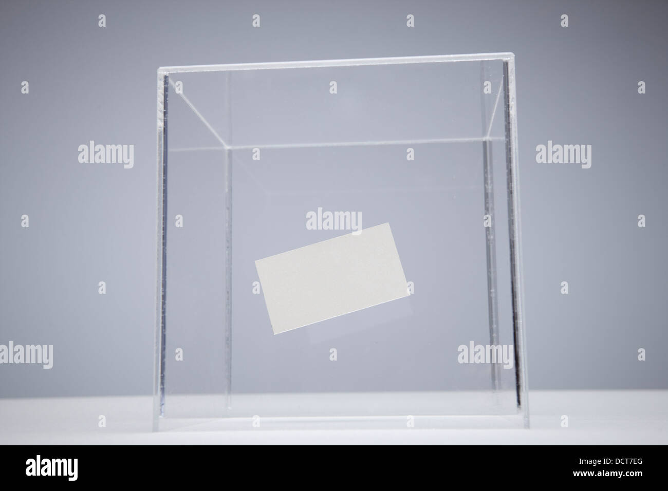 a transparent box with a white card Stock Photo - Alamy
