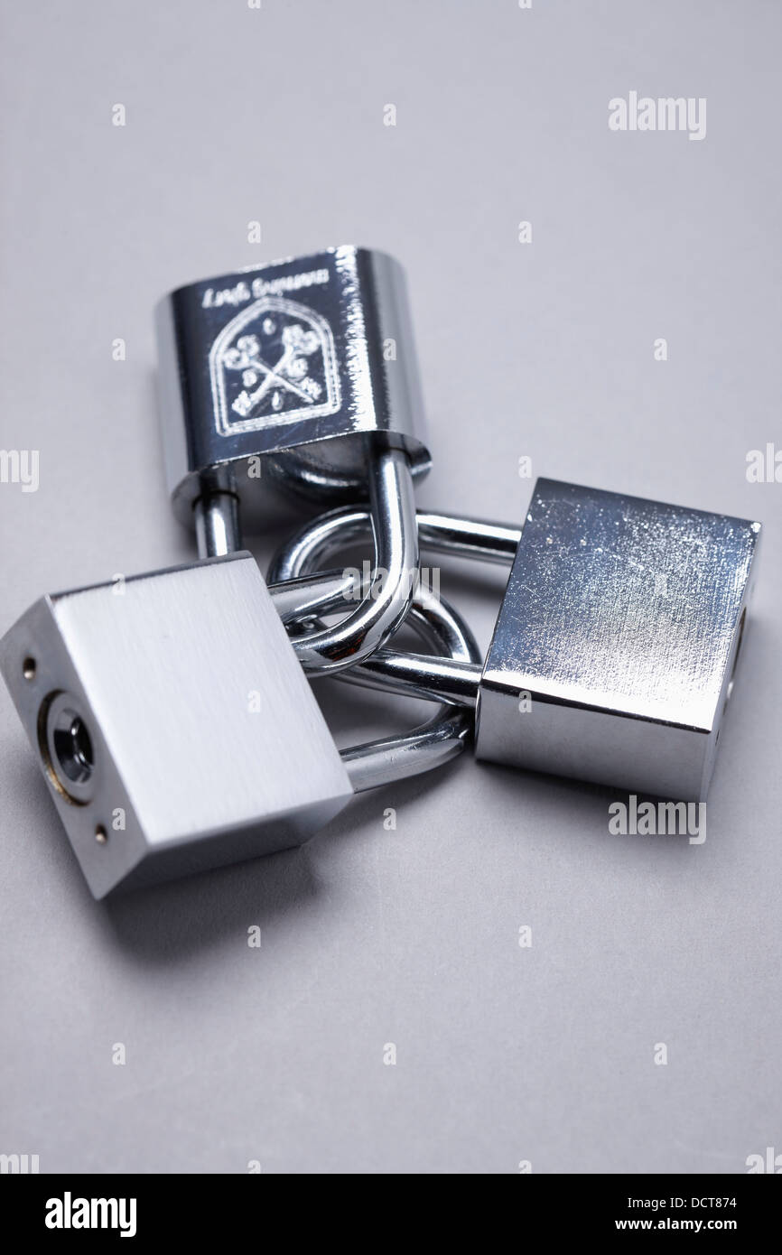 three locks attached Stock Photo - Alamy
