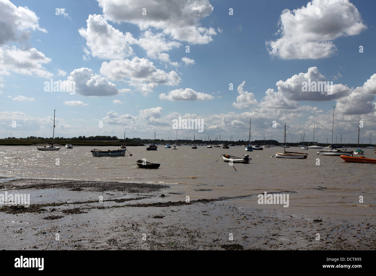 Boats on the river Alde at low tide, Aldeburgh, Suffolk Stock Photo - Alamy