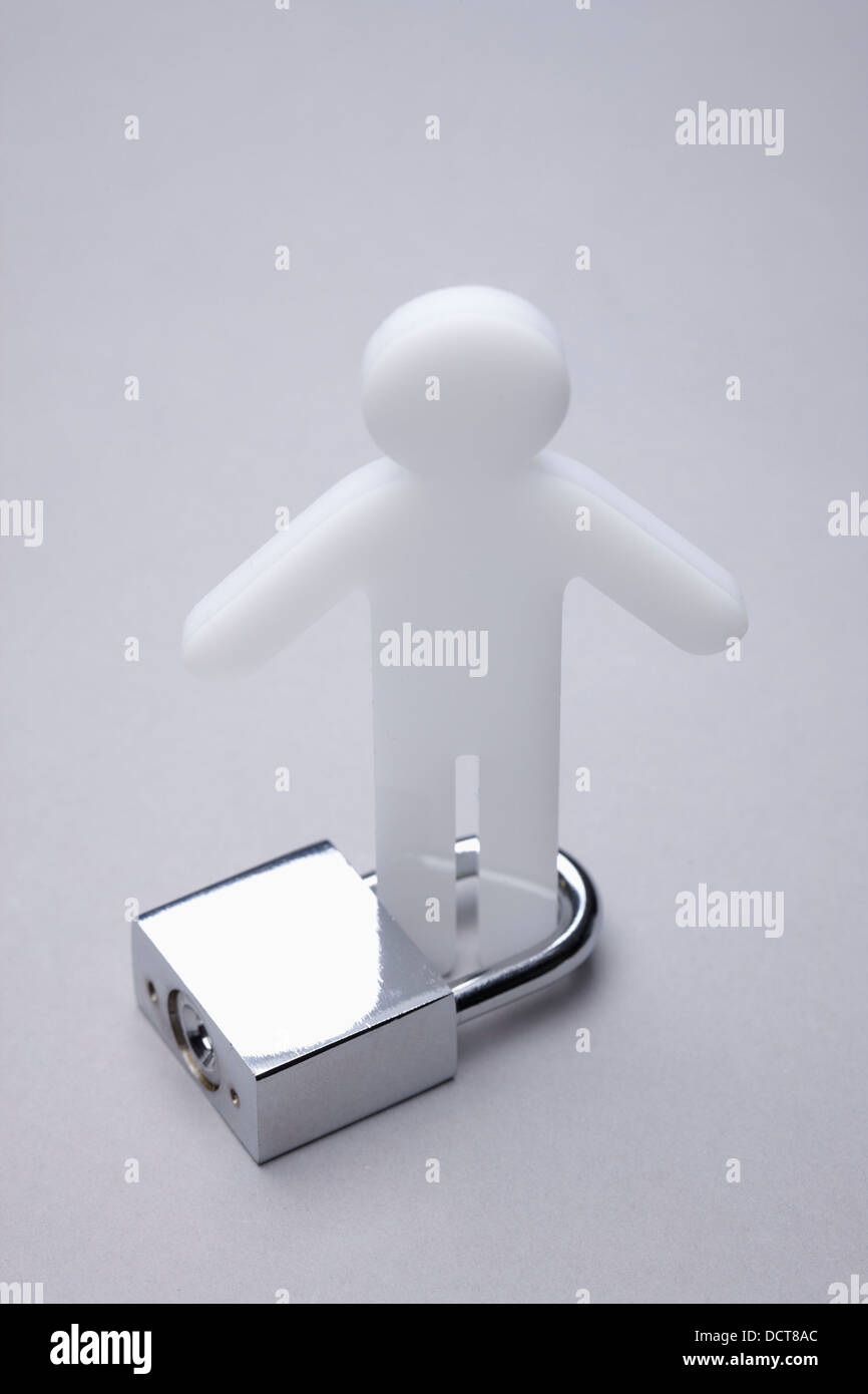 a man shape with a lock Stock Photo - Alamy