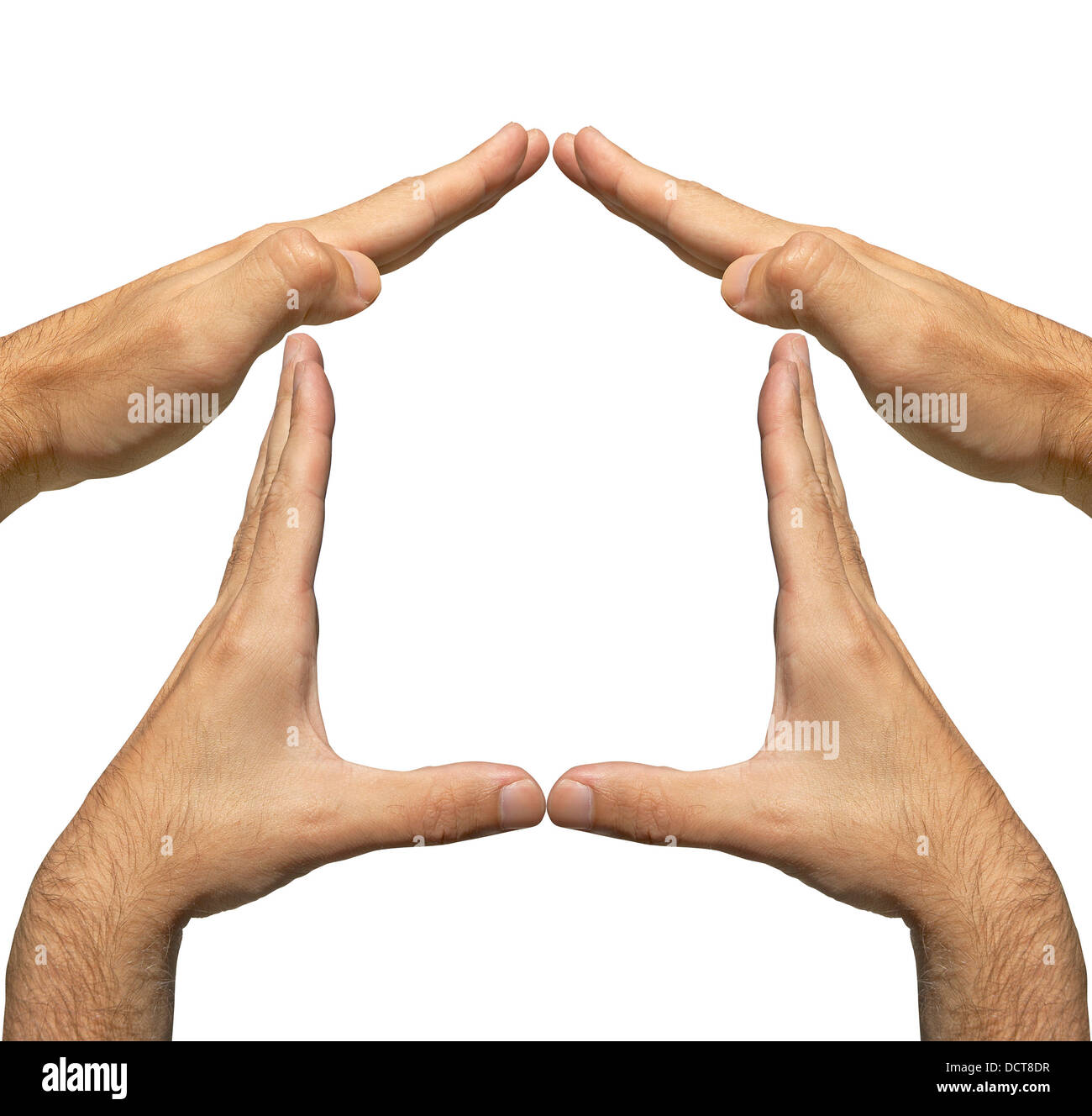 hands of the man made a home shape Stock Photo - Alamy