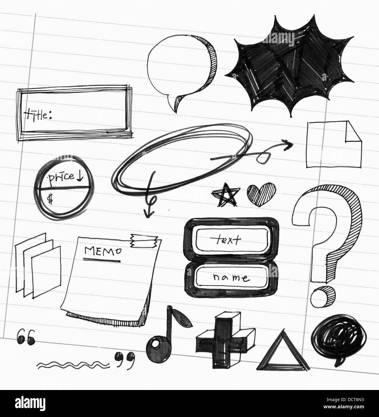 sketches of different items Stock Photo - Alamy