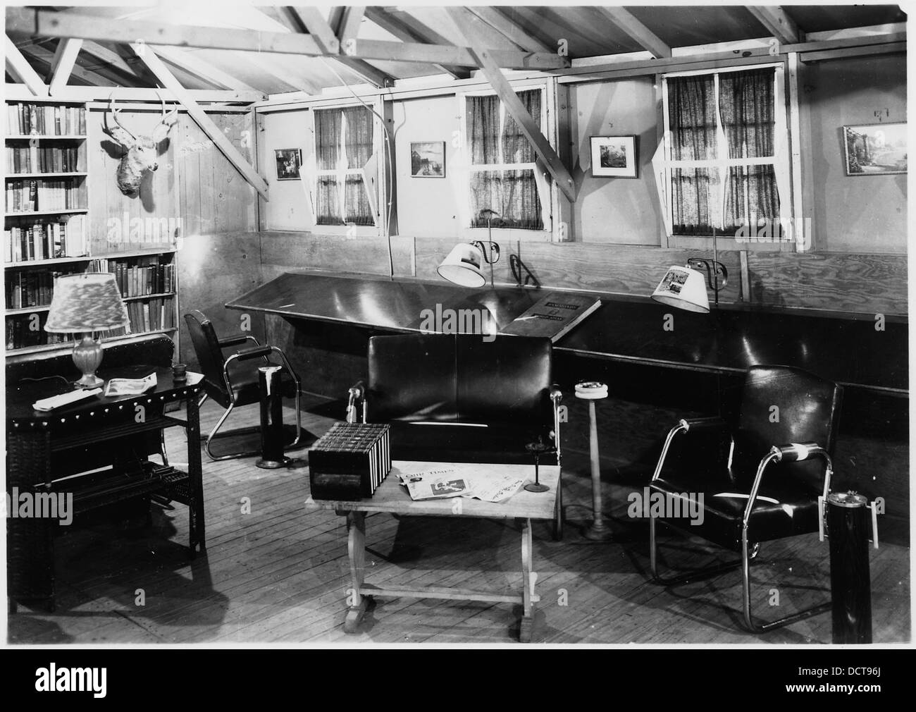 This photograph shows the reading room of Company No. 2136 at the CCC ...