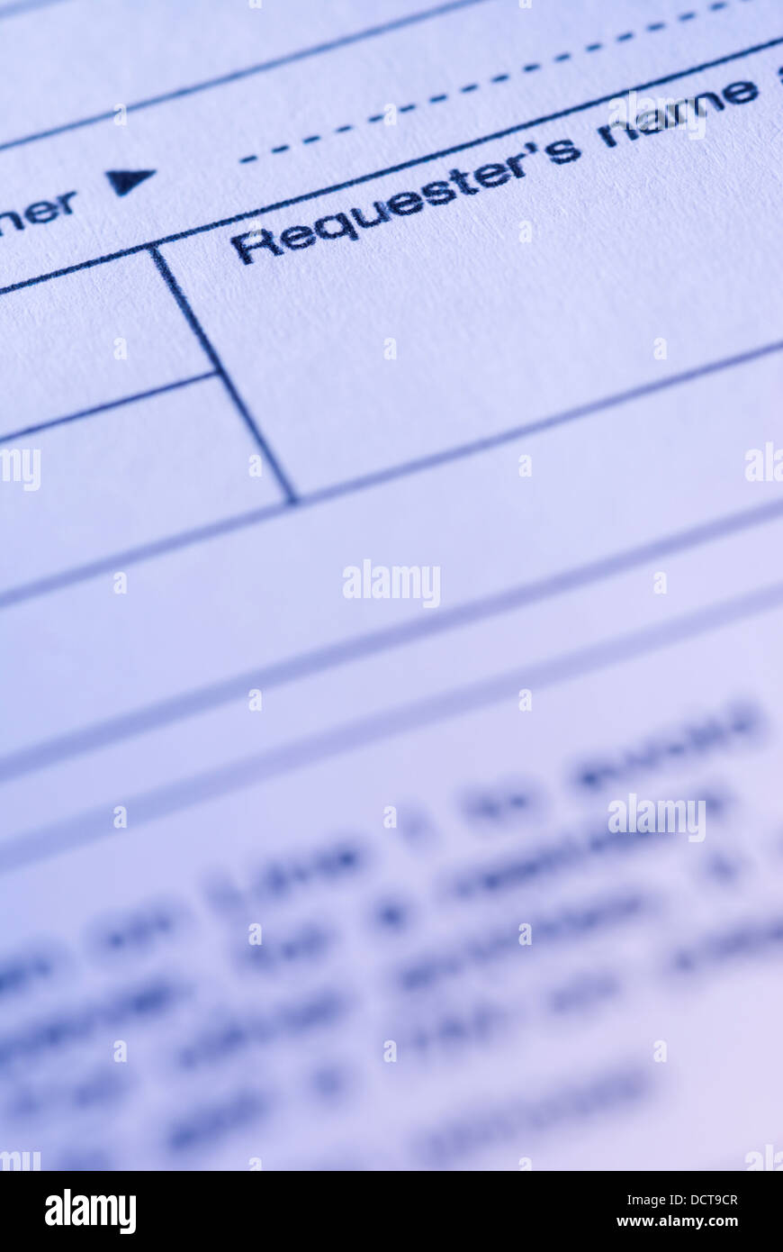 part of id form Stock Photo - Alamy