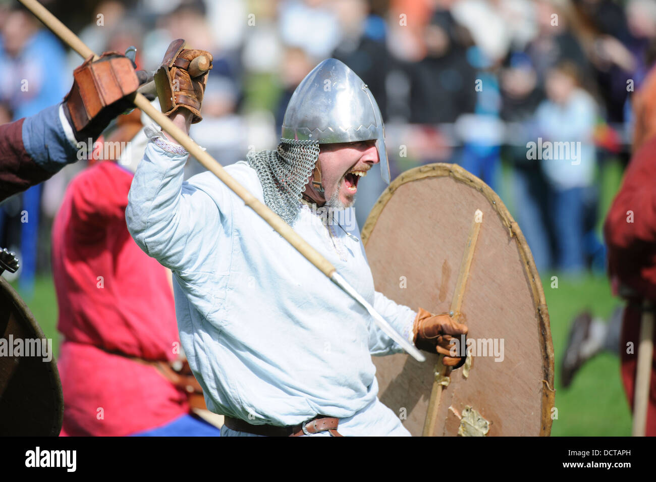 A Viking skirmish during a re-enactment at Scotland's Festival of ...