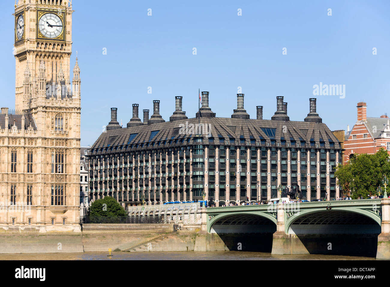 Portcullis House, centre, which is an office building for MPs. 'Big Ben ...