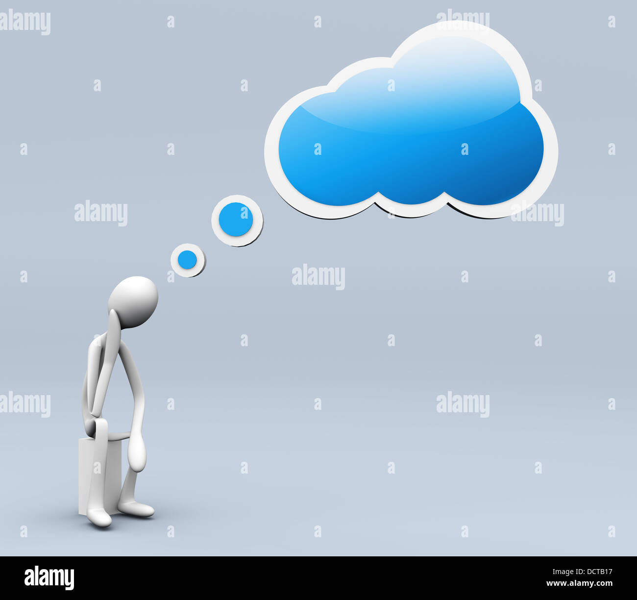 A cartoon figure with a thinking cloud. 3d rendered Illustration Stock ...