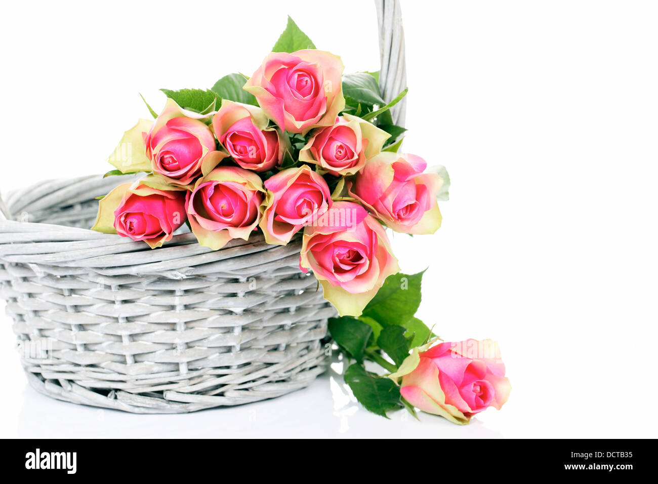 pink roses in the Basket Stock Photo - Alamy