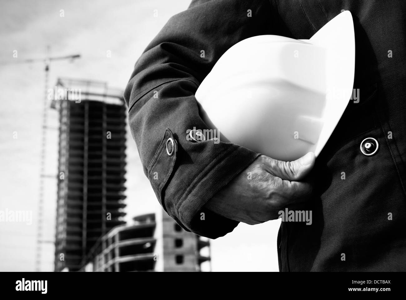 Under construction people worker Black and White Stock Photos & Images ...