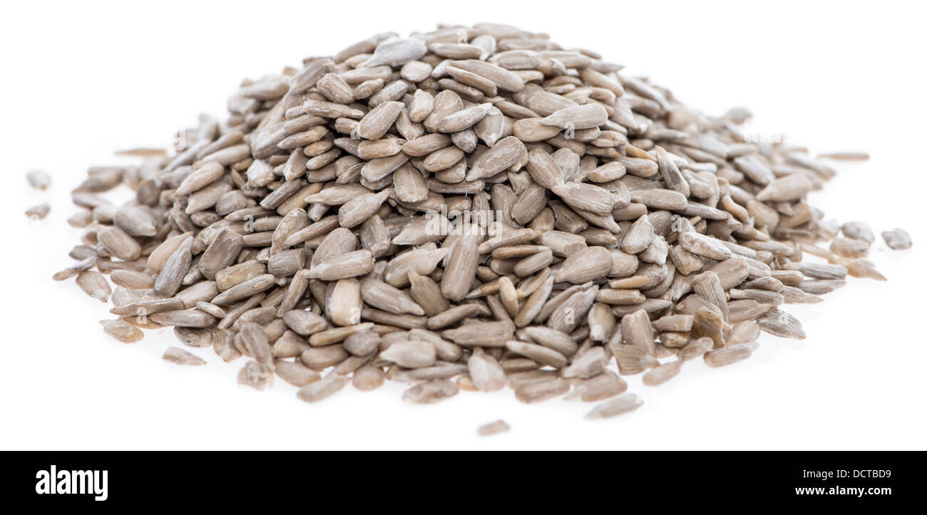 Heap of Sunflower Seeds isolated on white background Stock Photo - Alamy