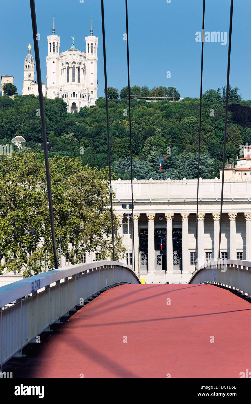 red footbridge and basilica Stock Photo - Alamy