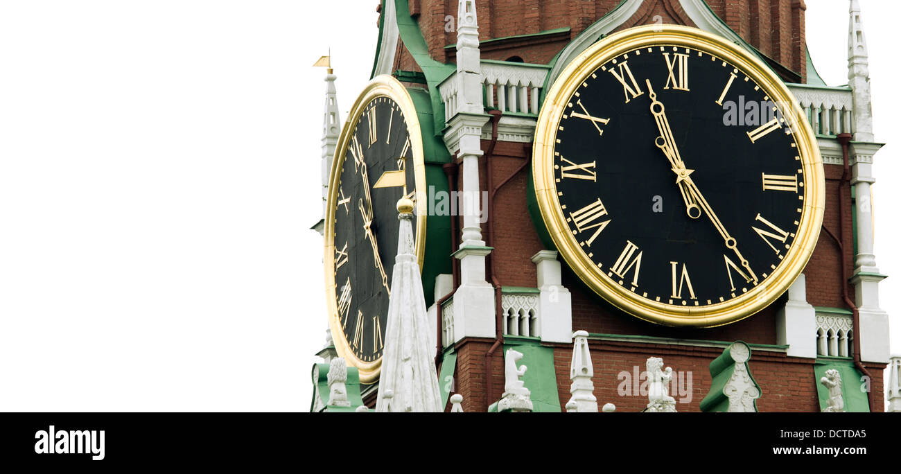 Old clock on tower (Russia, kremlin chimes Stock Photo - Alamy
