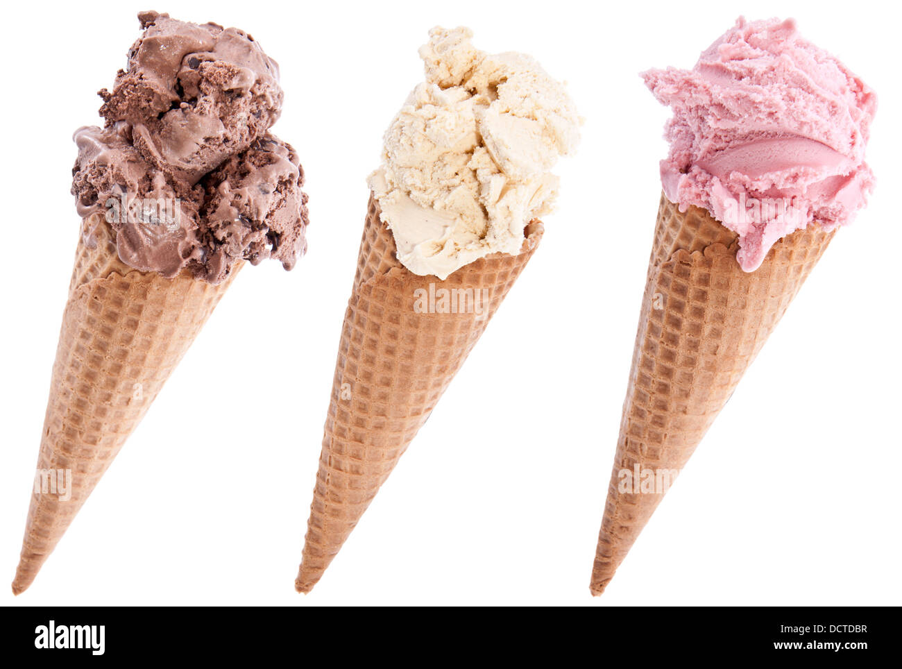 Different sorts of Ice Cream isolated on white background Stock Photo ...