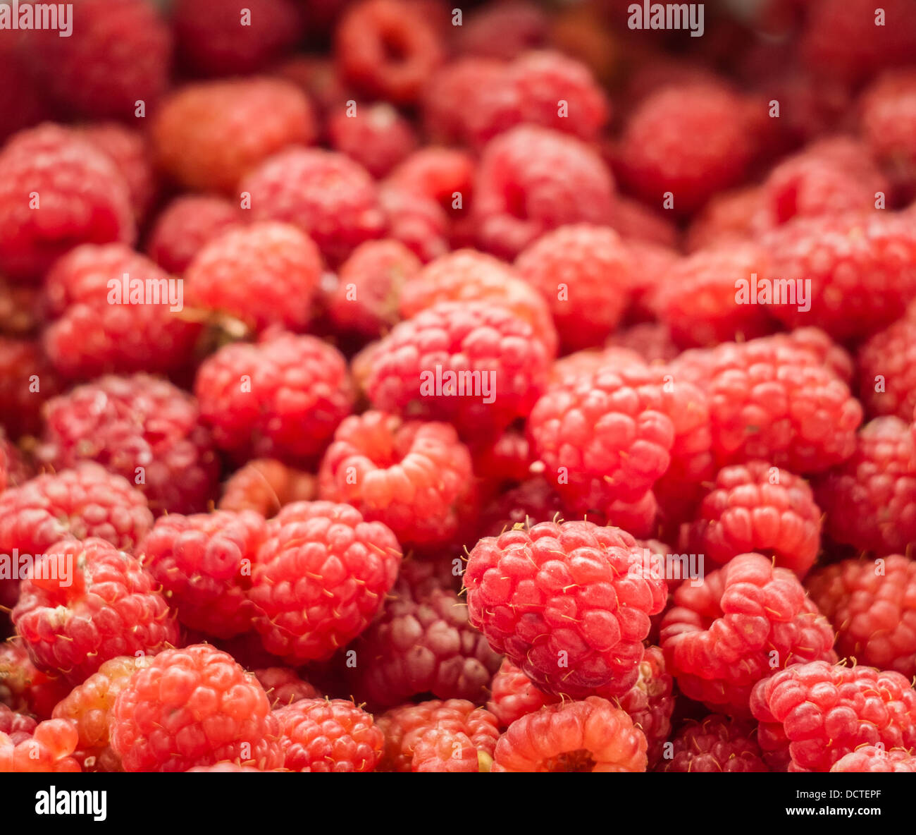 Sweet Fresh Raspberries Close Up Background Stock Photo - Alamy
