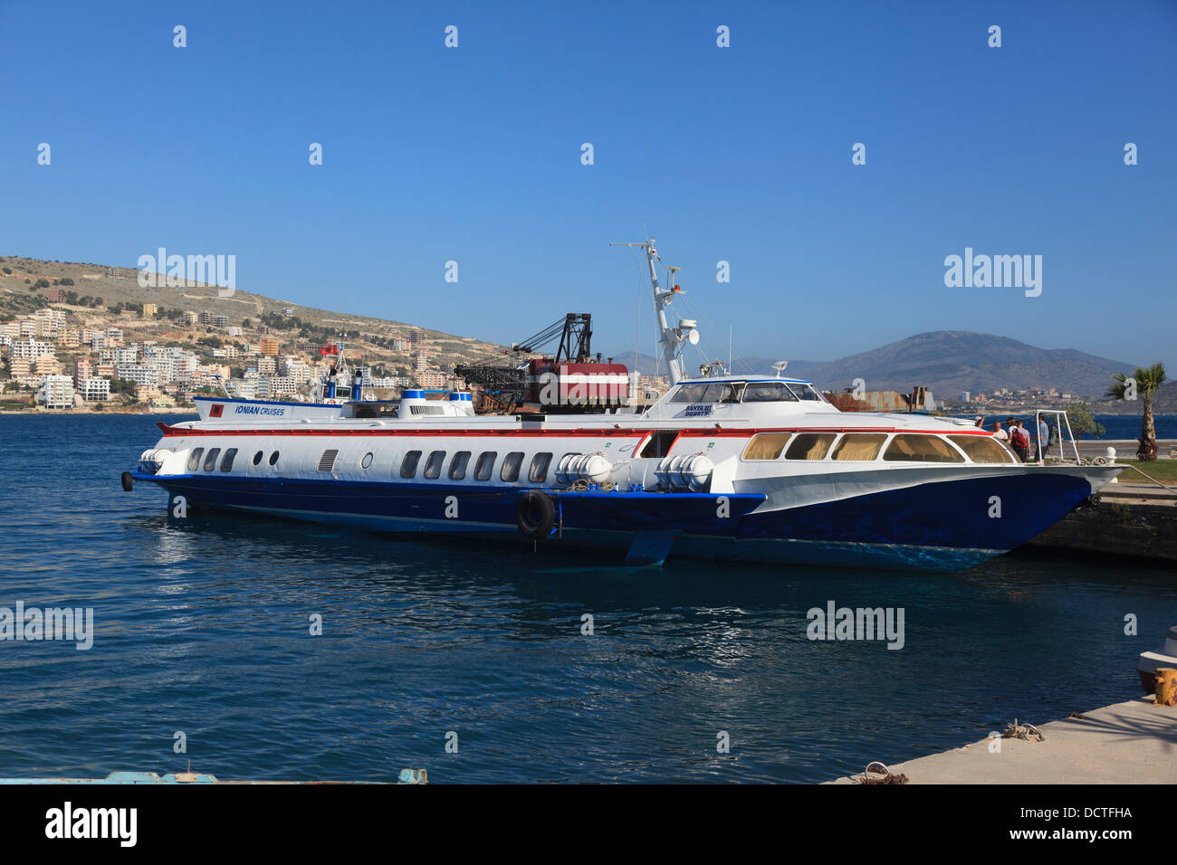 The hydrofoil Santa Durres 3 at Saranda in Albania Stock Photo - Alamy