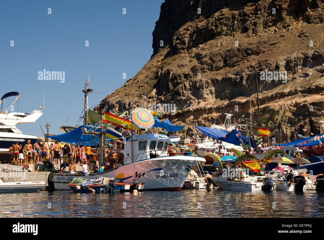 Fiestas del Carmen with the statue of the Virgin Mary about to leave ...