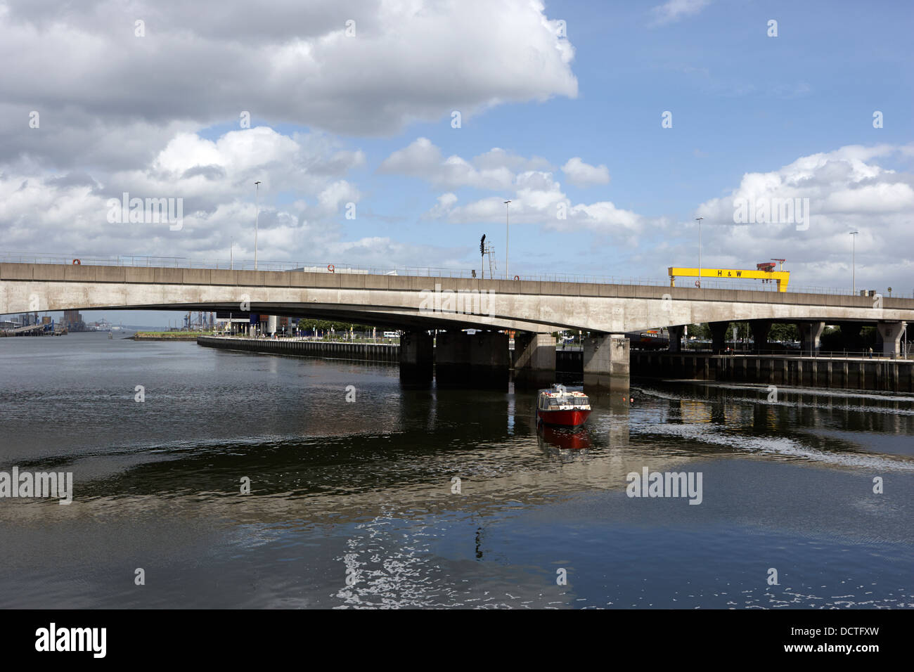 the M3 lagan rail and motorway bridge over the river lagan leading to ...