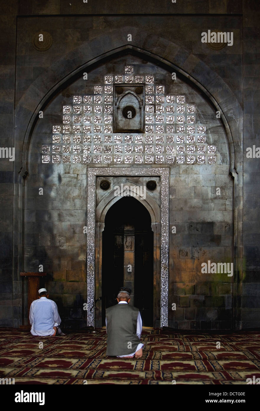 Men Praying In A Mosque; Jamia Masjid, Srinagar, Kashmir, India Stock ...