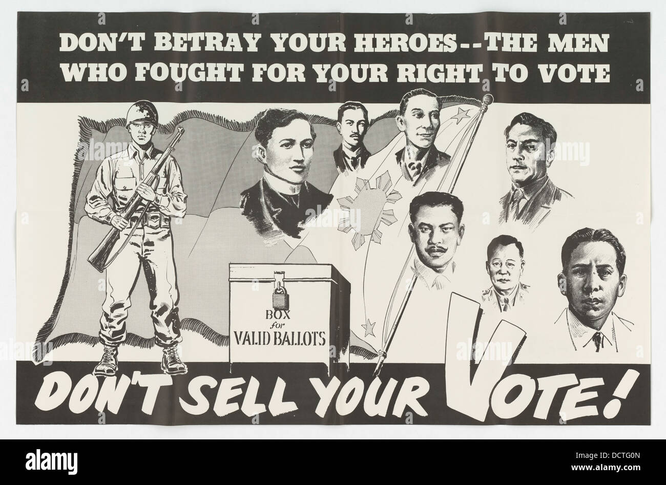A political poster titled 'Don't Sell Your Vote,' encouraging voter ...