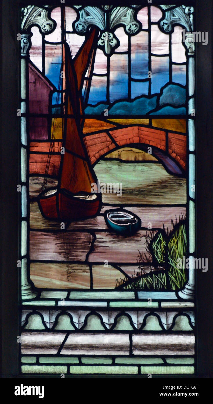 East window (detail). Church of Saint John the Baptist. Snape, Suffolk ...