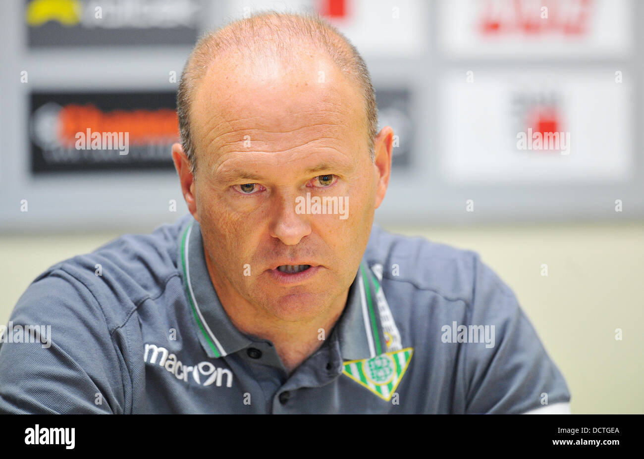 Coach of Betis Jose Mel speaks at a press conference prior to the match ...