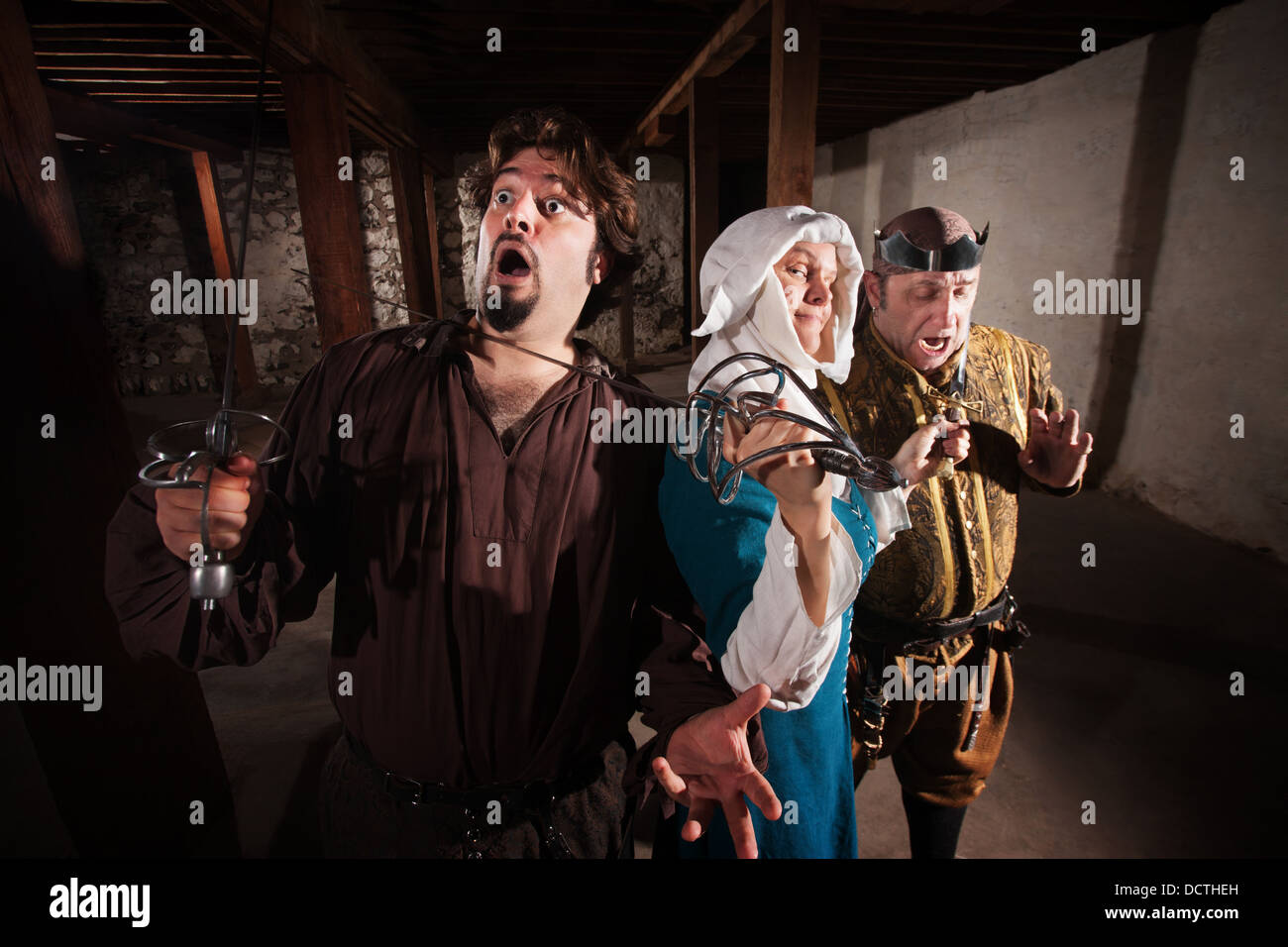 Nun Fighting Two Men Stock Photo - Alamy