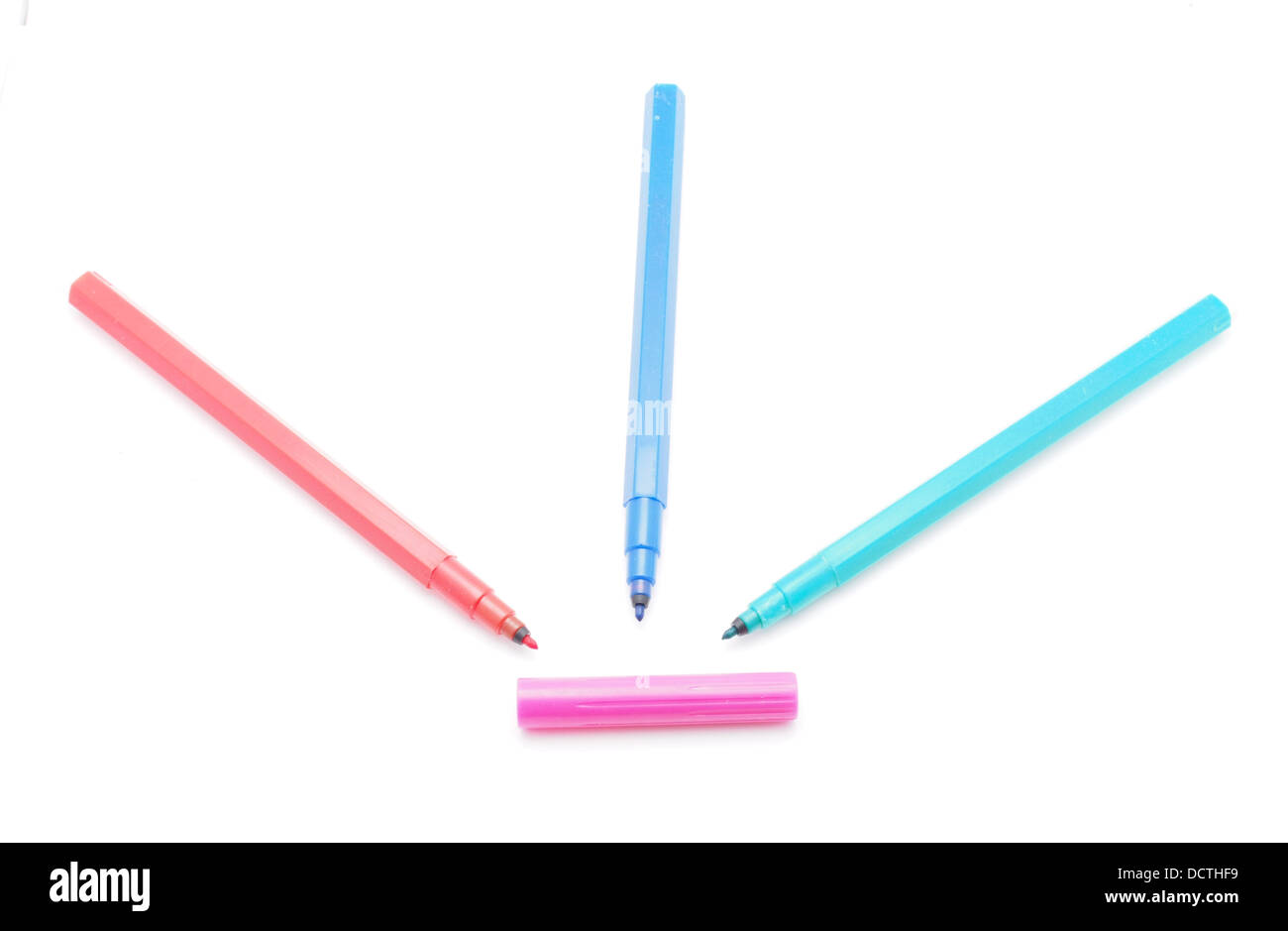 felt-tip pens on a white background Stock Photo - Alamy