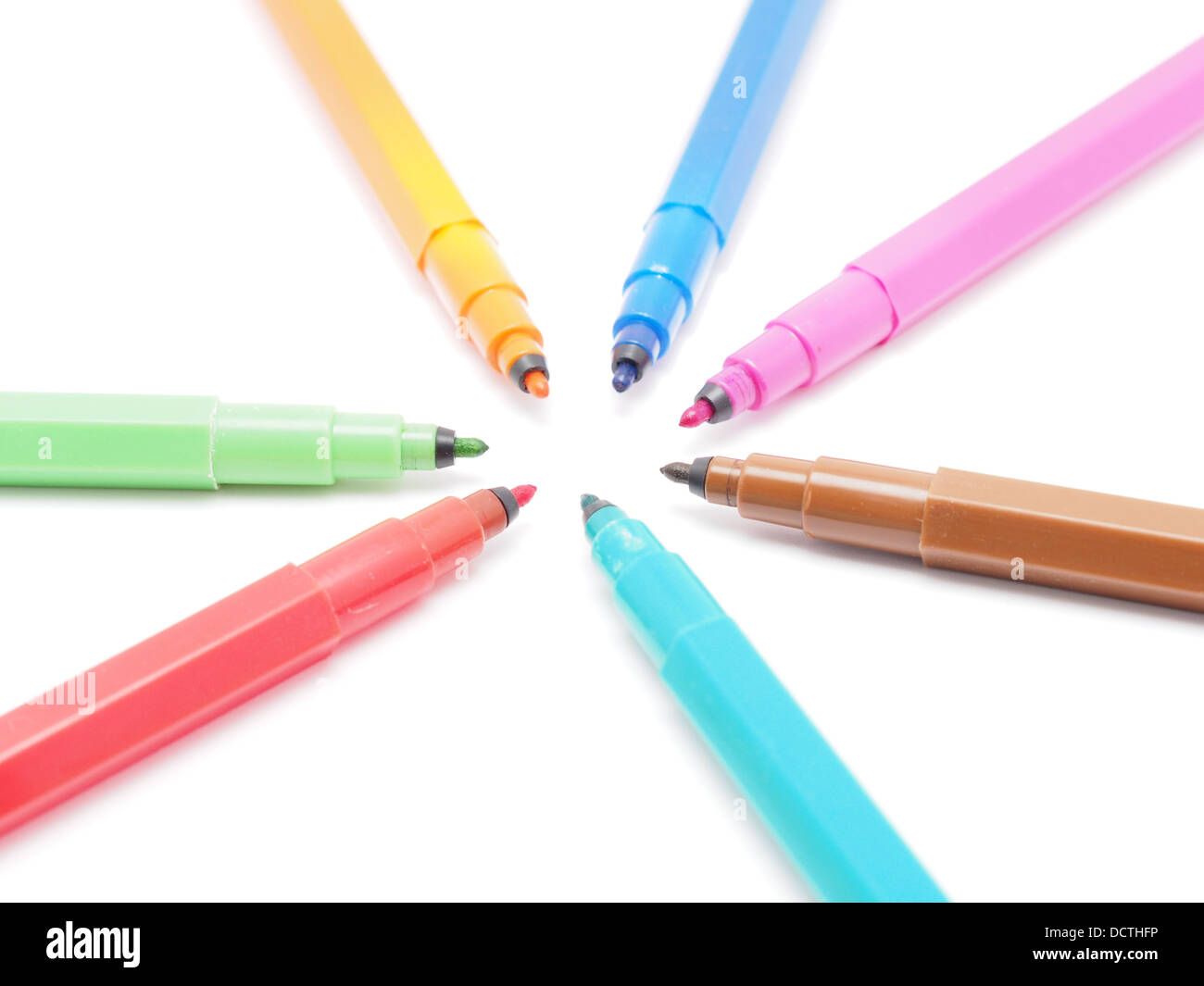 felt-tip pens on a white background Stock Photo - Alamy