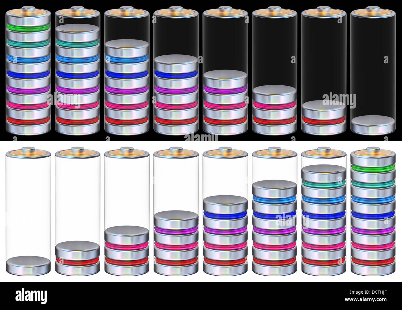 set of the battery levels images Stock Photo - Alamy