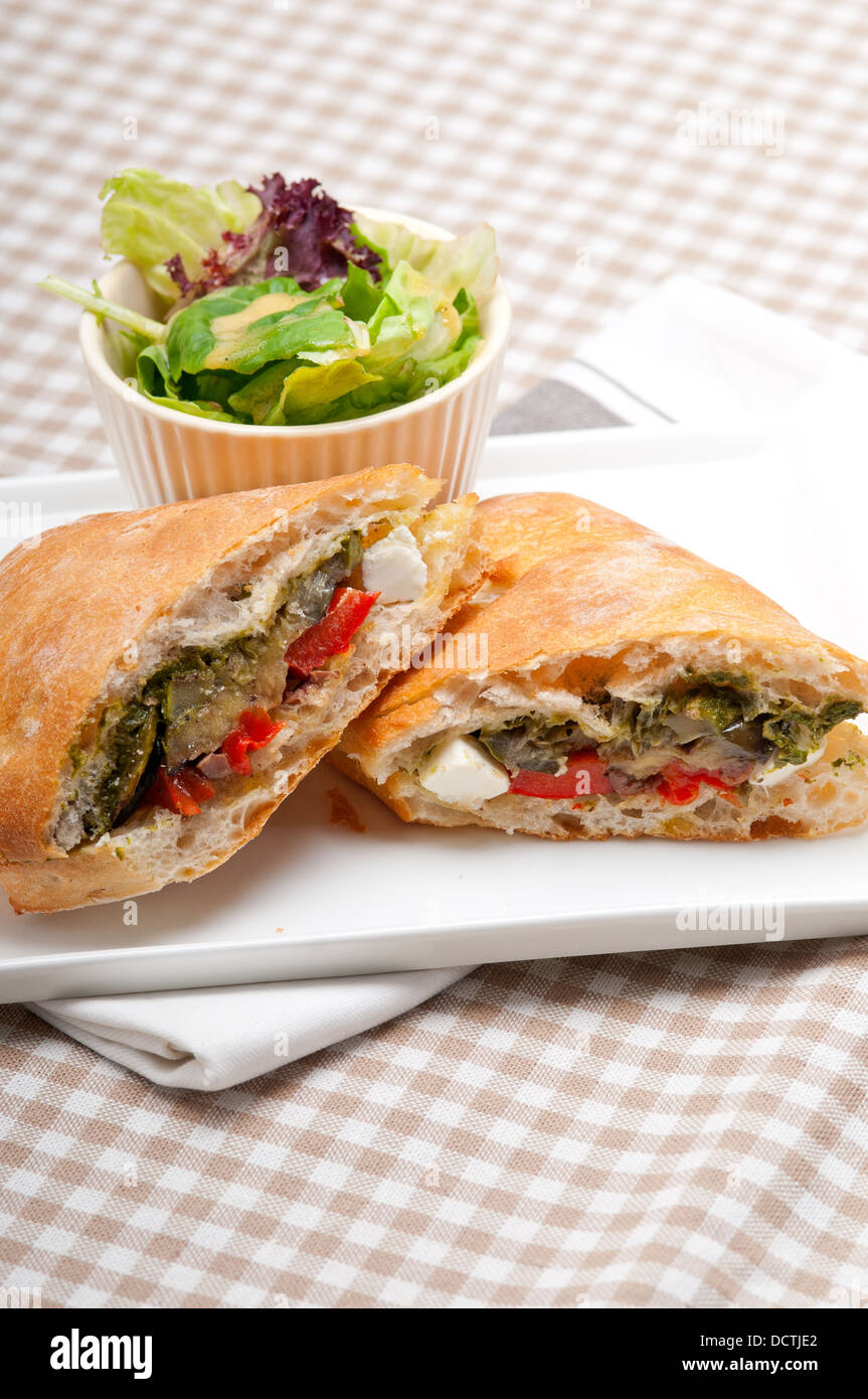 ciabatta panini sandwichwith vegetable and feta Stock Photo - Alamy