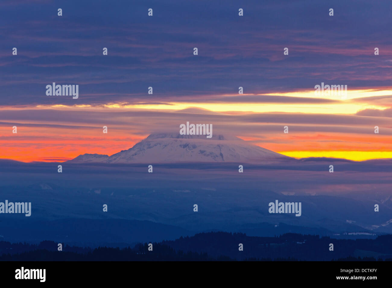 Winter Sunrise Over Mount Hood; Oregon, United States Of America Stock ...
