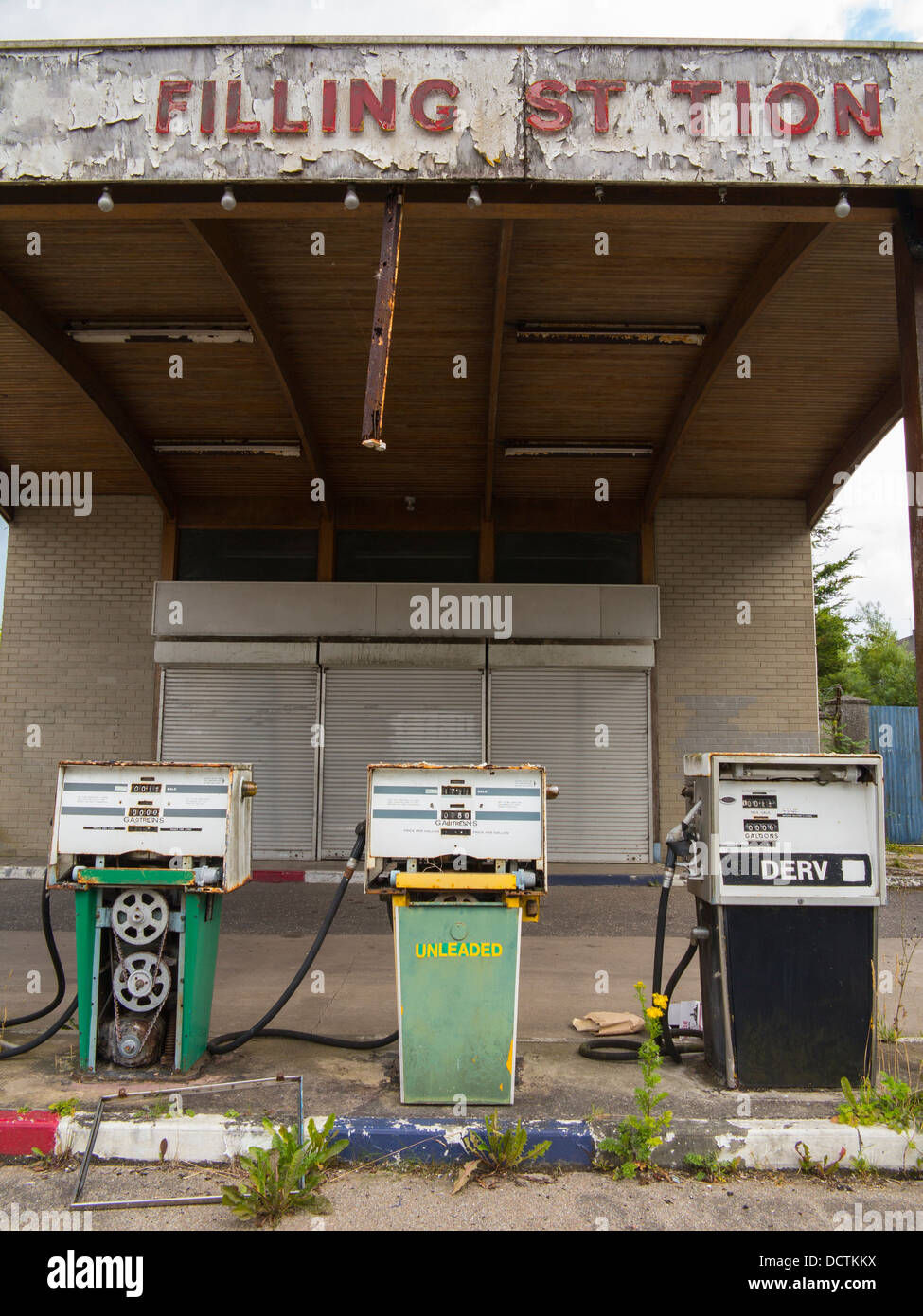 an old closed down filling station Stock Photo - Alamy