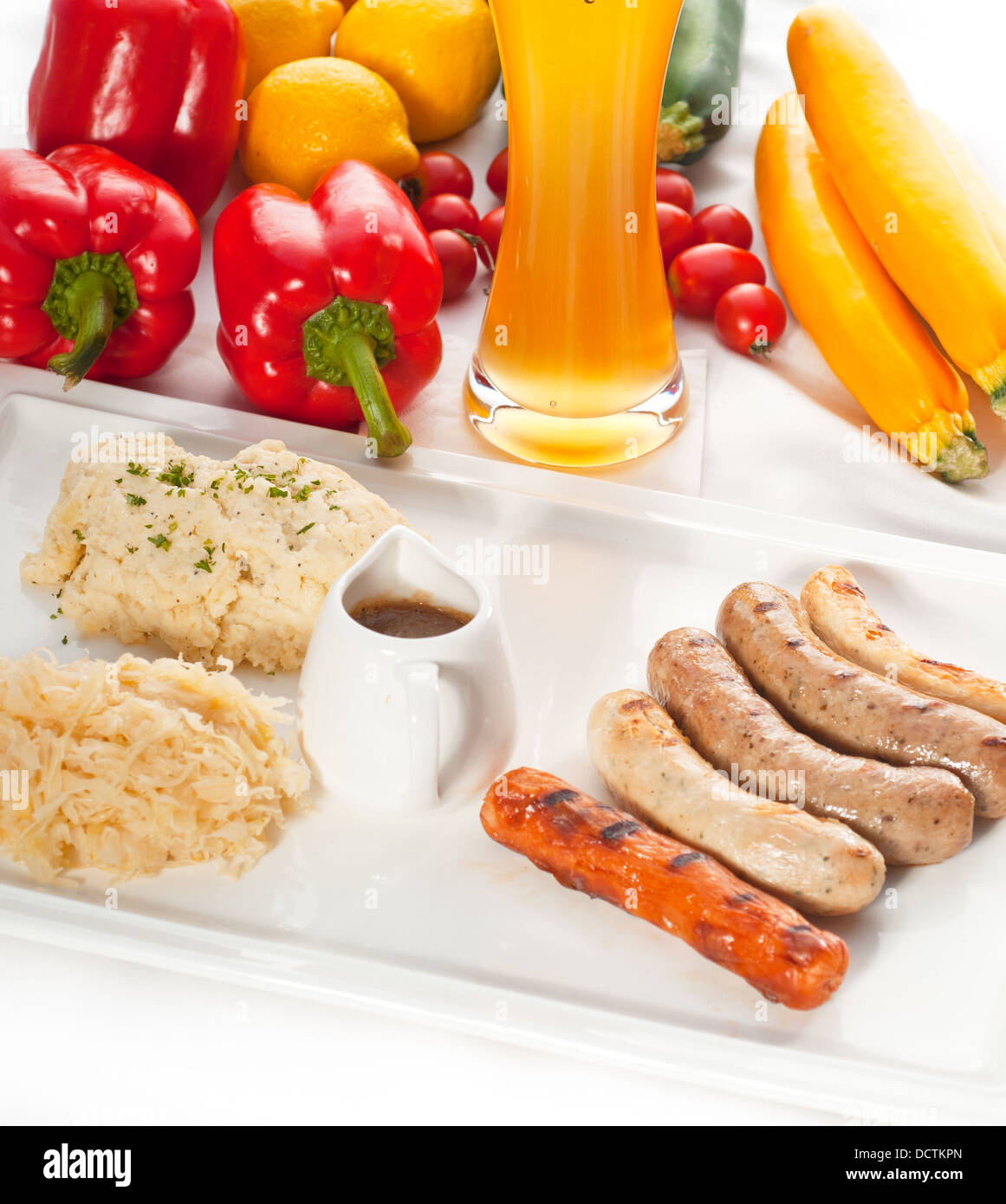 selection of all main type of german wurstel saussages Stock Photo - Alamy