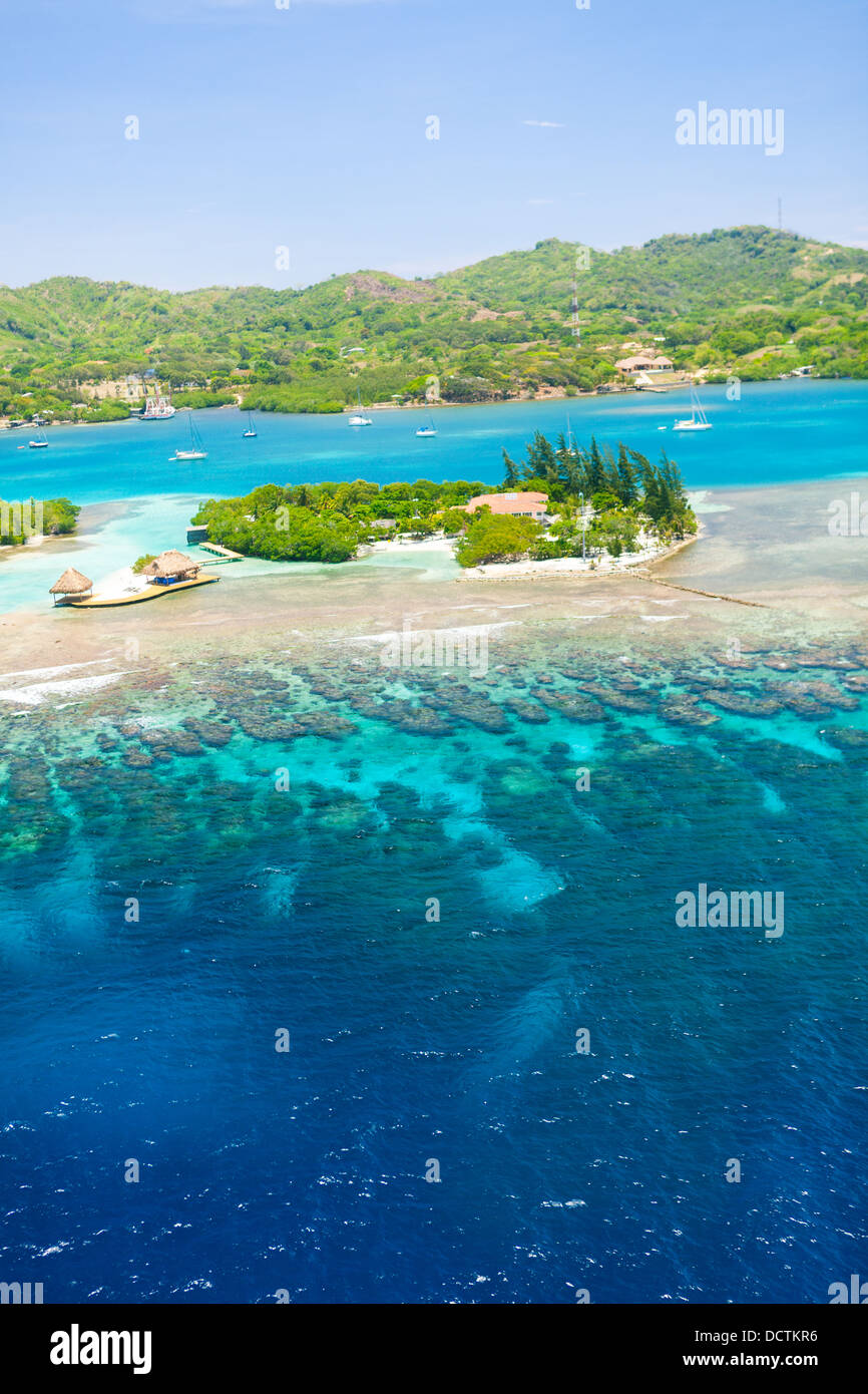 Aerial view of little french key, Roatan Stock Photo - Alamy