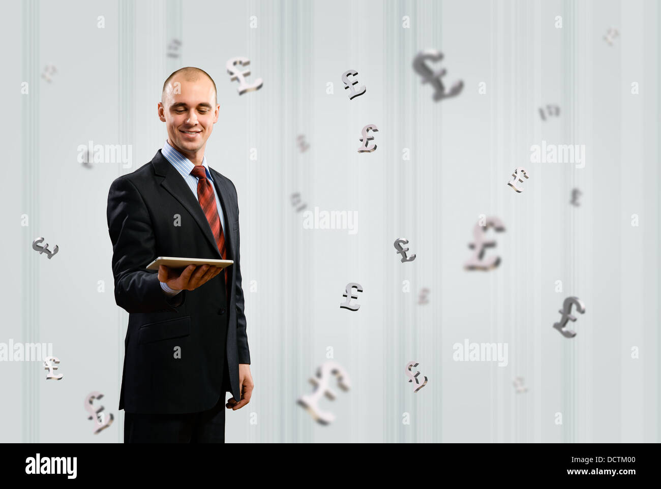man holding tablet Stock Photo - Alamy