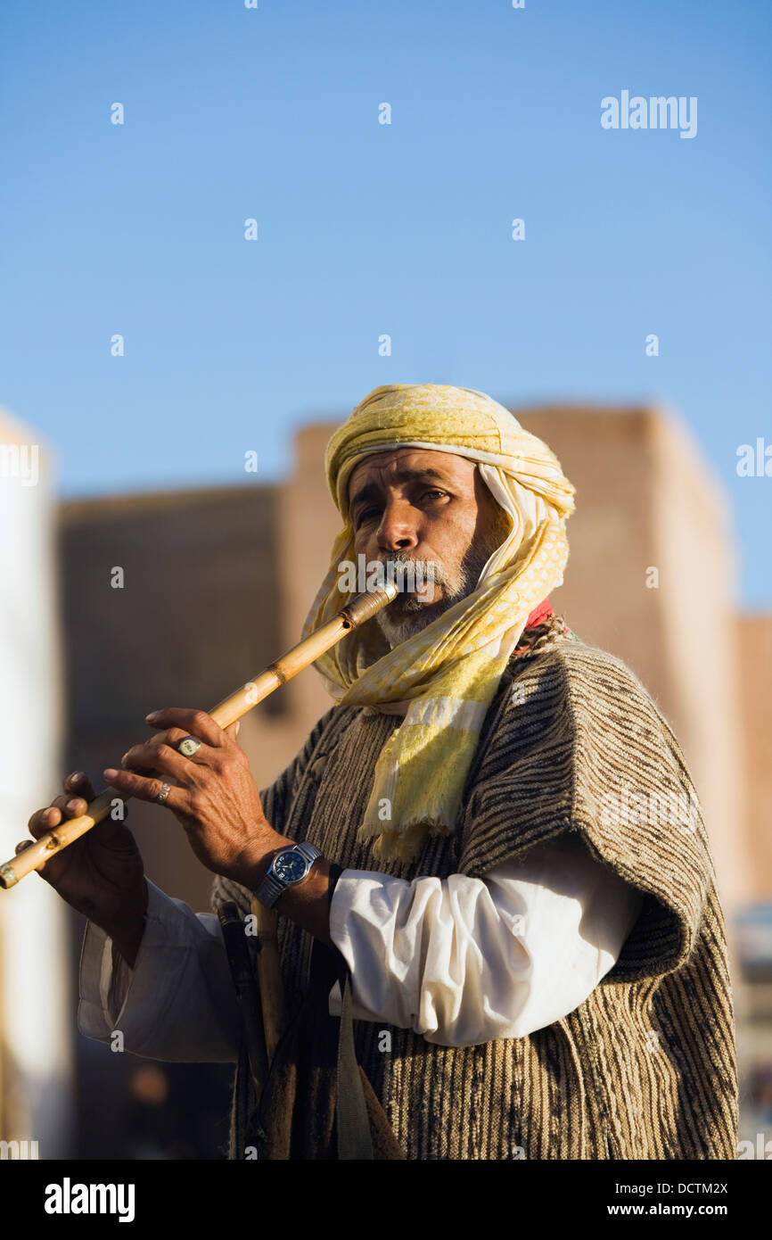 Man Playing Flute In Essaouira, Morocco Stock Photo - Alamy