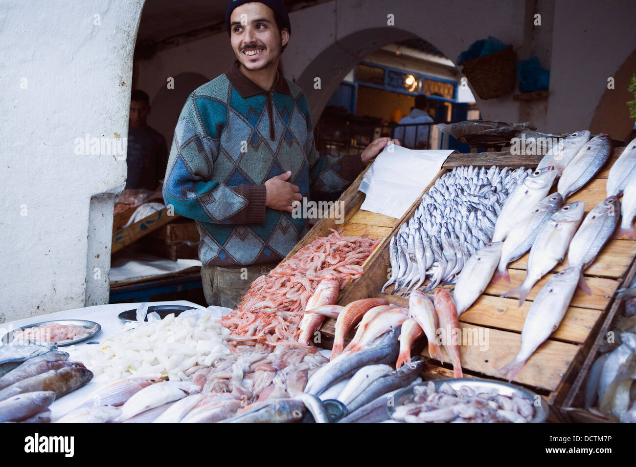 Man In Fish Market, Essaouira, Morocco Stock Photo - Alamy