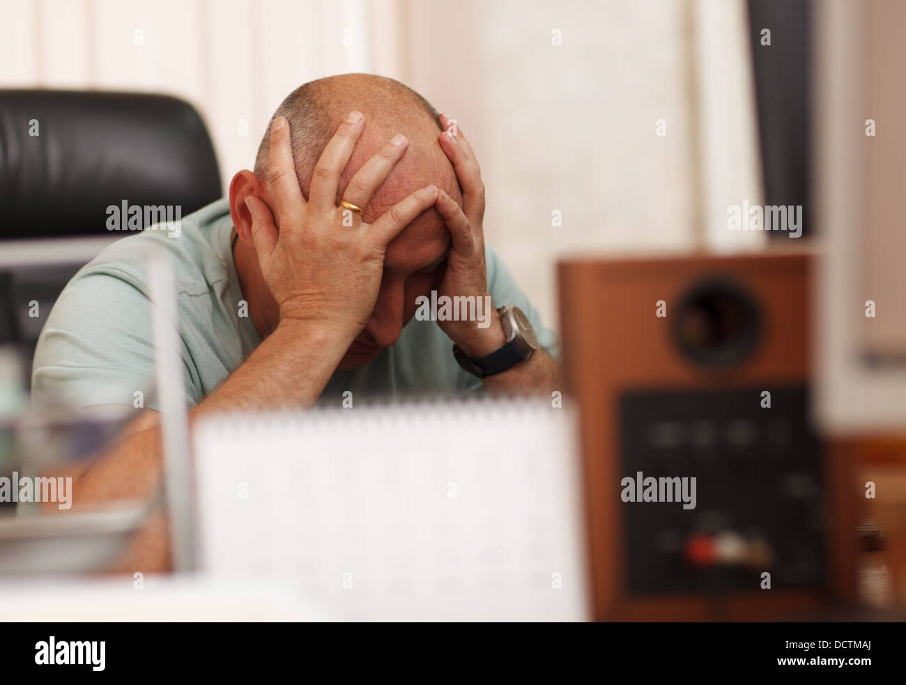 Problems at work or headache Stock Photo - Alamy