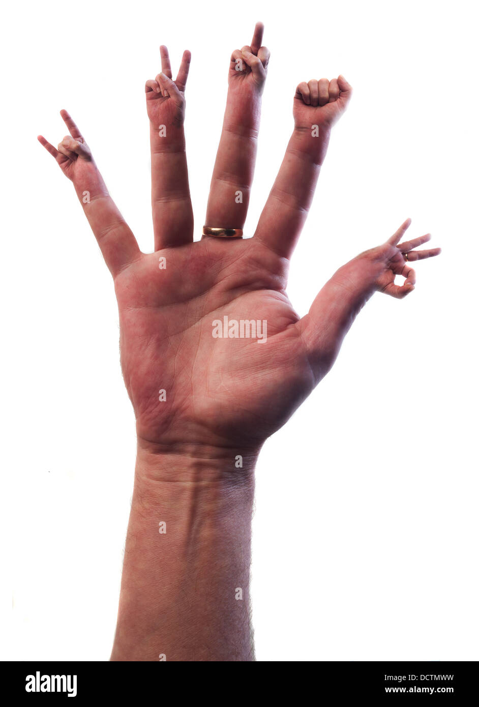 five handed hello hand with 5 fingers cutout Stock Photo - Alamy