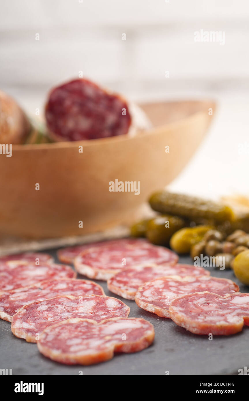 cold cut platter with pita bread and pickles Stock Photo - Alamy