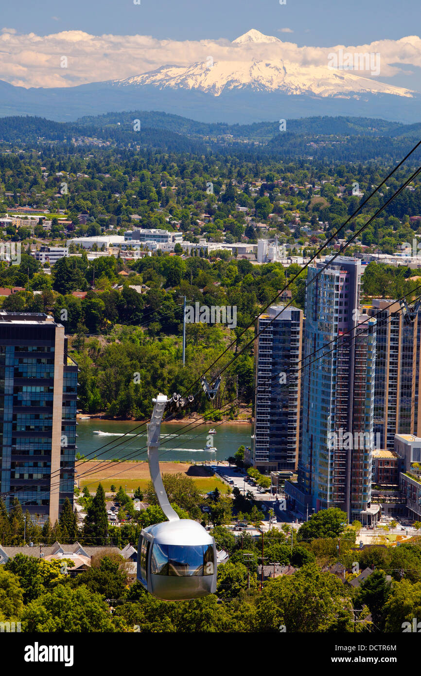 Ohsu Tram And Mount Hood; Portland, Oregon, United States Of America ...
