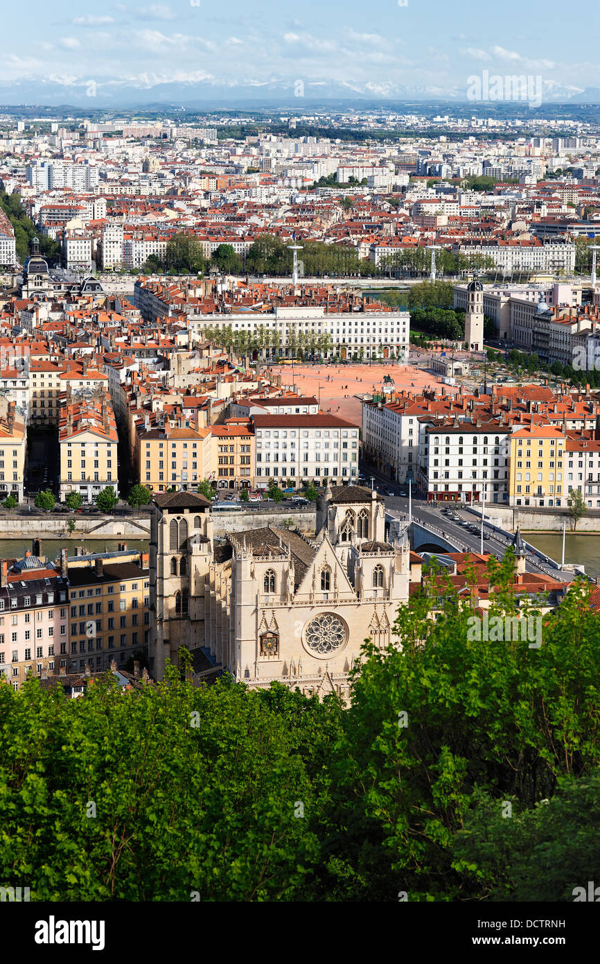 aerial view of Lyon city Stock Photo - Alamy