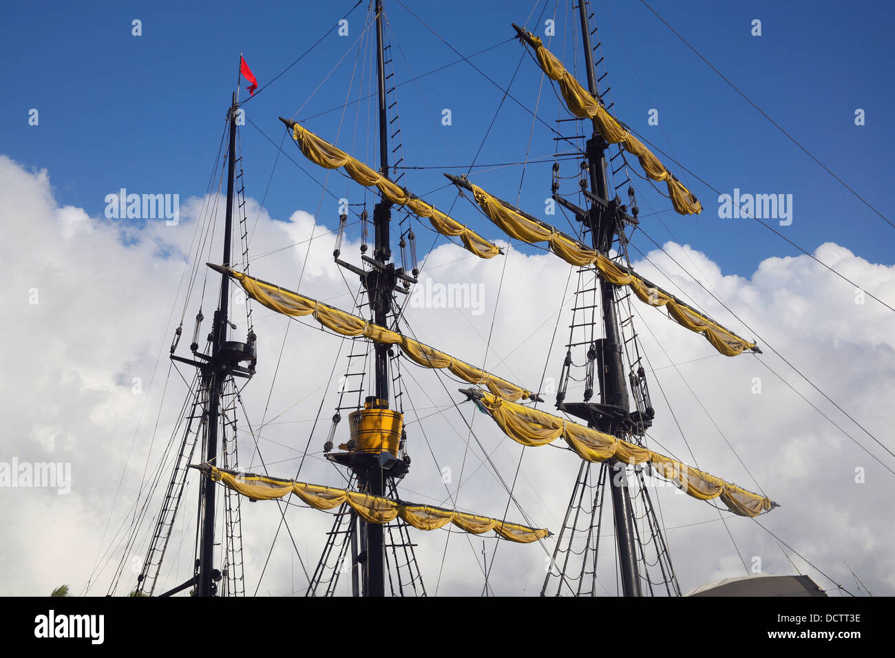 Furled Sails On Tall Ship, Cabo San Lucas, Mexico Stock Photo - Alamy