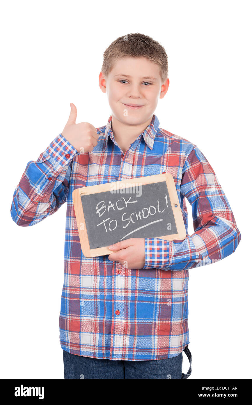 young boy holding slate Stock Photo - Alamy