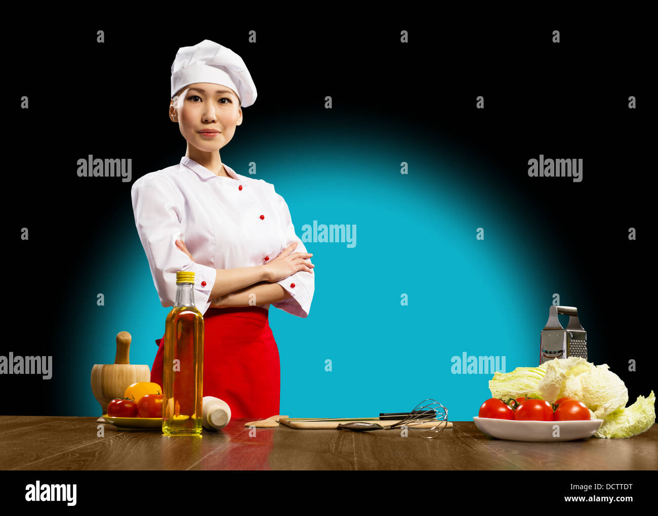 Portrait Asian woman cooks Stock Photo - Alamy
