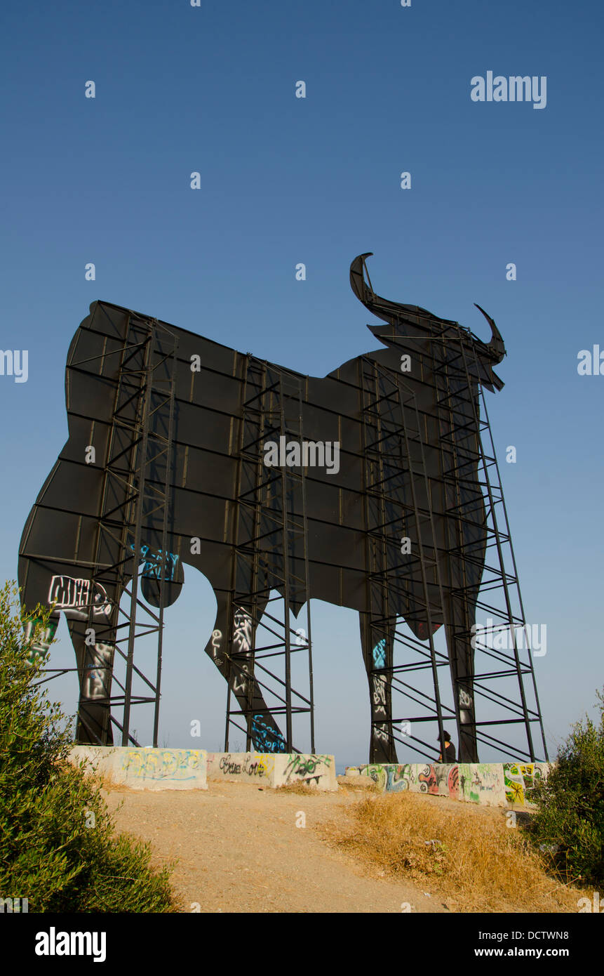 Back part of the Osborne bull that has become a spanish landmark ...