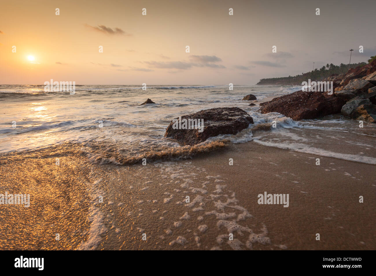 Indian Ocean at sunset. Varkala. Kerala. India Stock Photo - Alamy