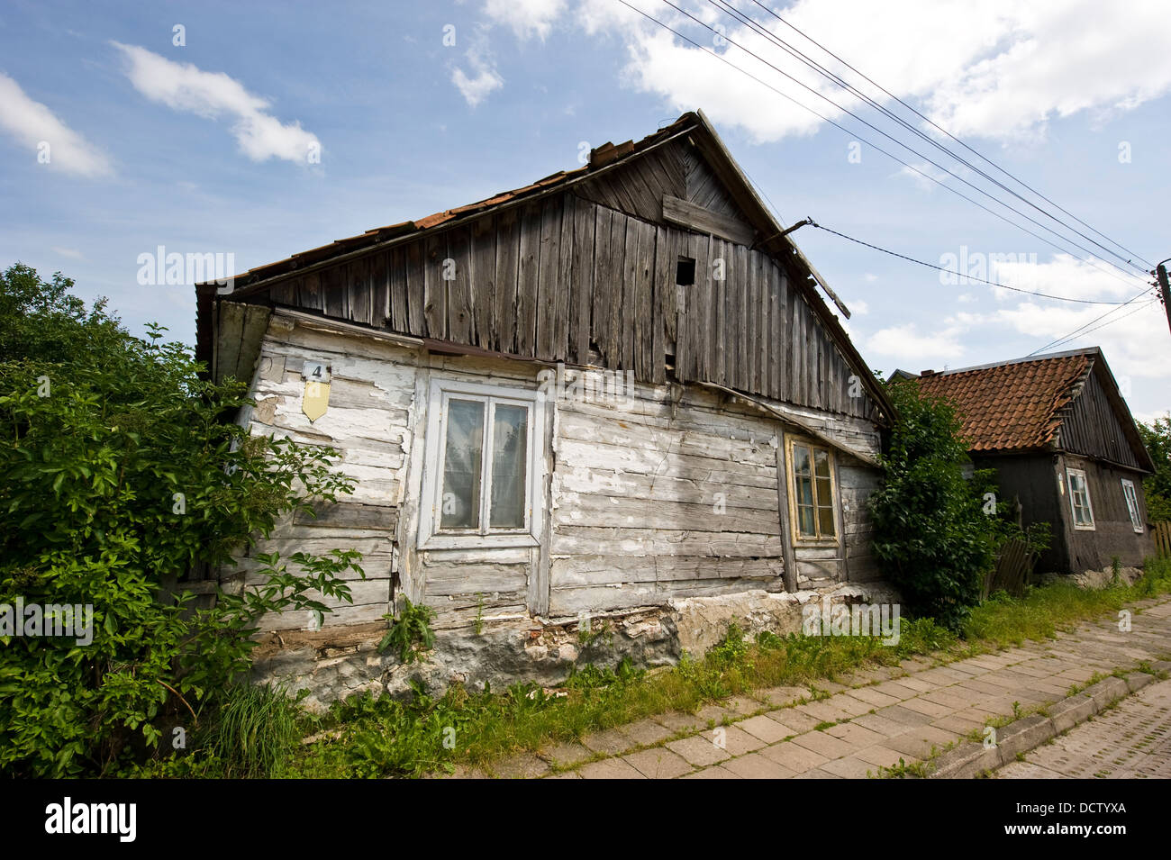 A neglected wooden dwelling-house in Tykocin, a town in north-eastern ...