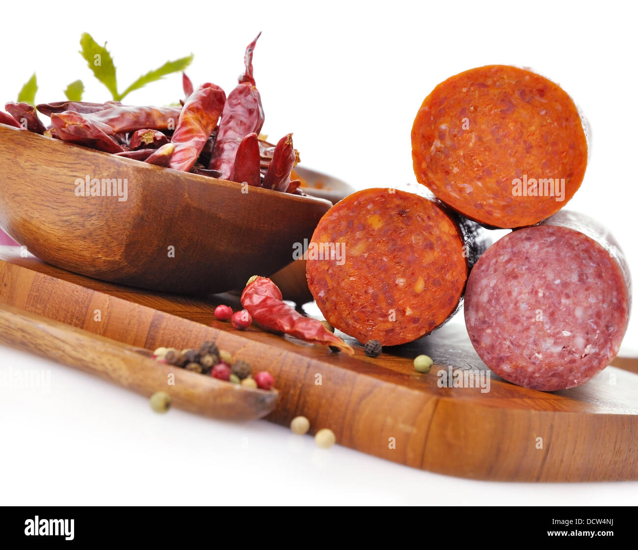 Pepperoni And Hard Salami Stock Photo - Alamy